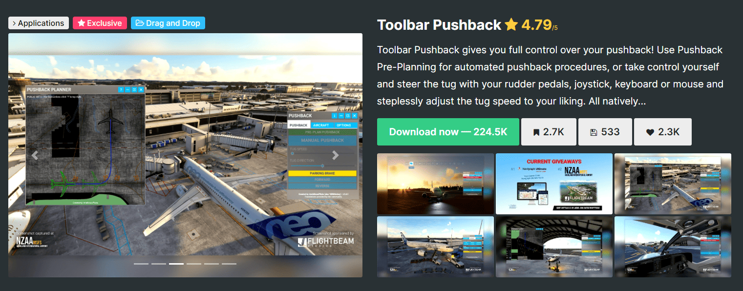 Toolbar Pushback: Freeware Pushback for MSFS - FSNews